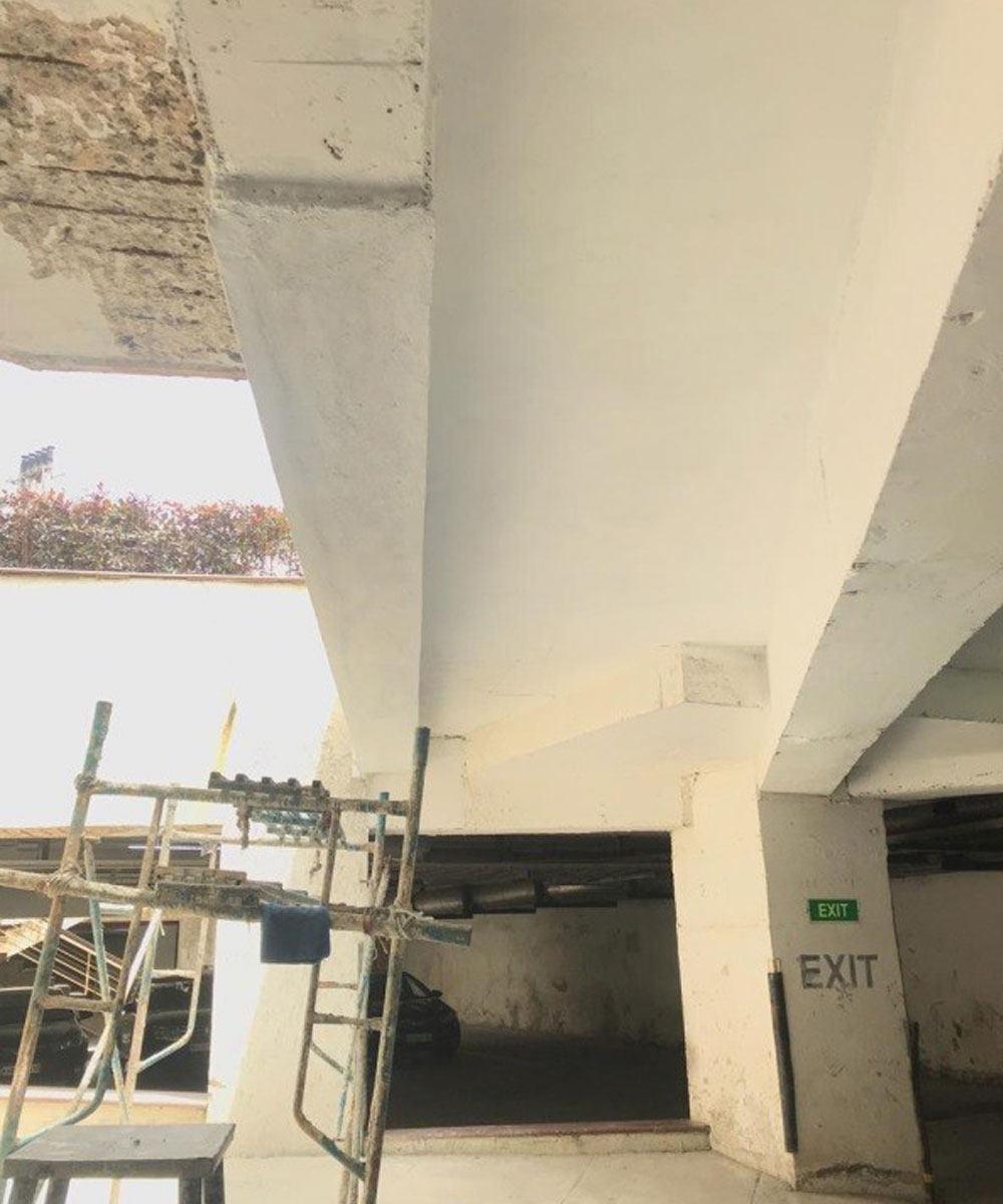Rehabilitation of Beam and Ceiling repair using Repair Mortar and Glass ...